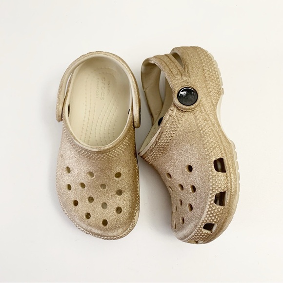 CROCS | Shoes | Crocs Toddler Sparkly Gold Classic Clogs 9 | Poshmark